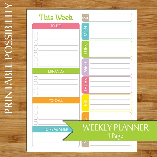 Weekly Planner Printable to Do List - Etsy