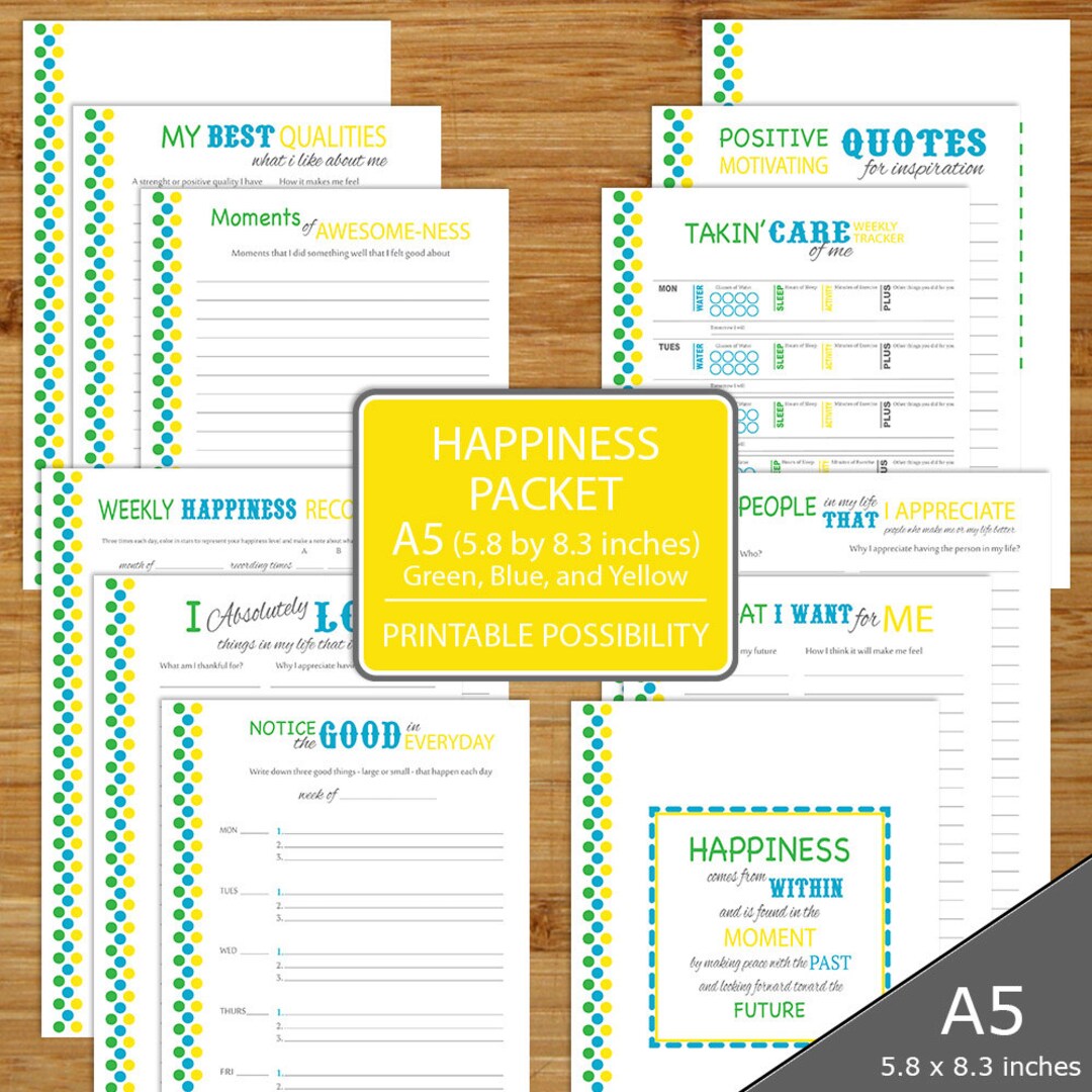 Happiness Worksheet Printables SIZE A5 12 Pages A5 Size Printable ...