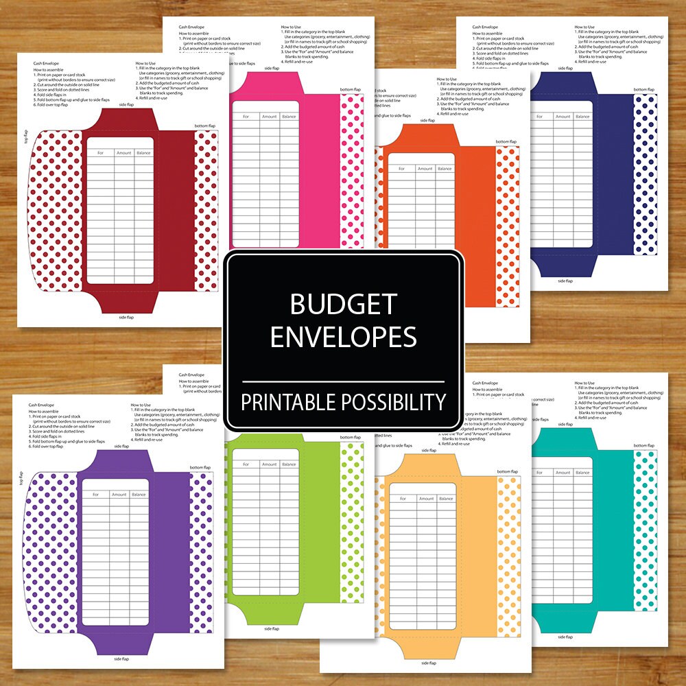 Cash Envelopes Set of 8 Printable Budget Envelopes - Etsy