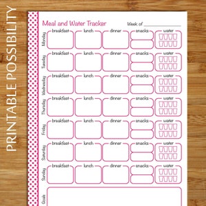 Menu Planner Food Log Food Tracking Page 8.5 X 11 Track - Etsy
