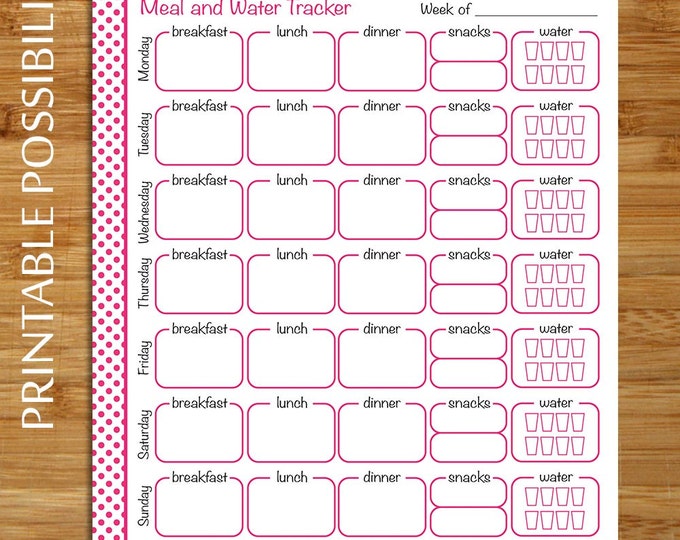 Menu Planner Food Log Food Tracking Page 8.5 X 11 Track Meals, Snacks ...