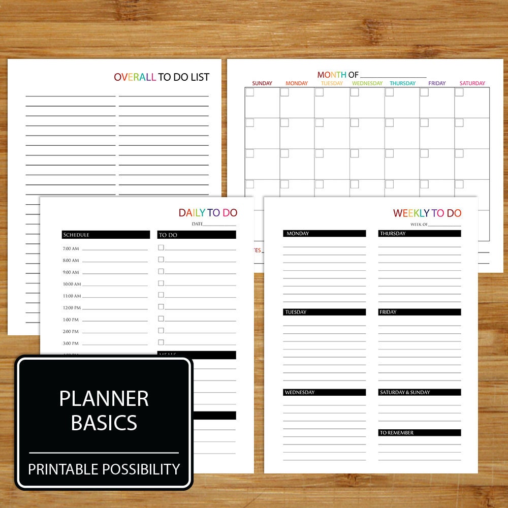 Planner Basics Pack to Do Lists Weekly, Daily, Overall, Important ...