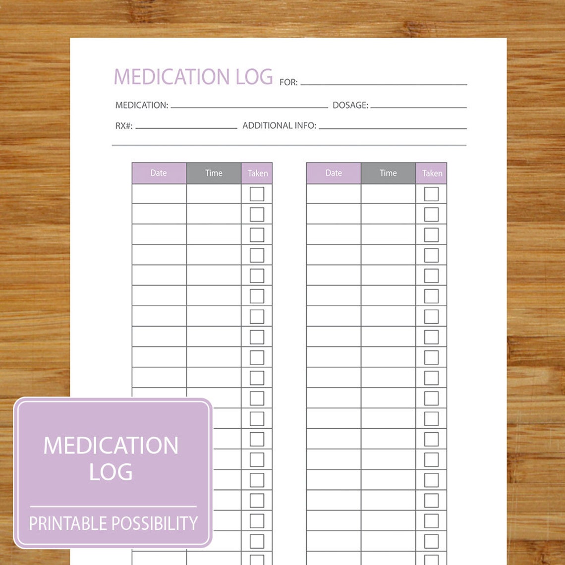 Medication Log Printable Page to Track Medication Dosage Dosage Log ...