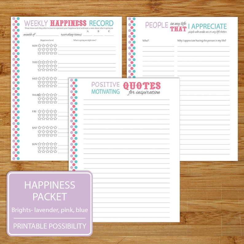 Happiness Worksheet Printables Brights 12 Pages 8.5x11 | Etsy