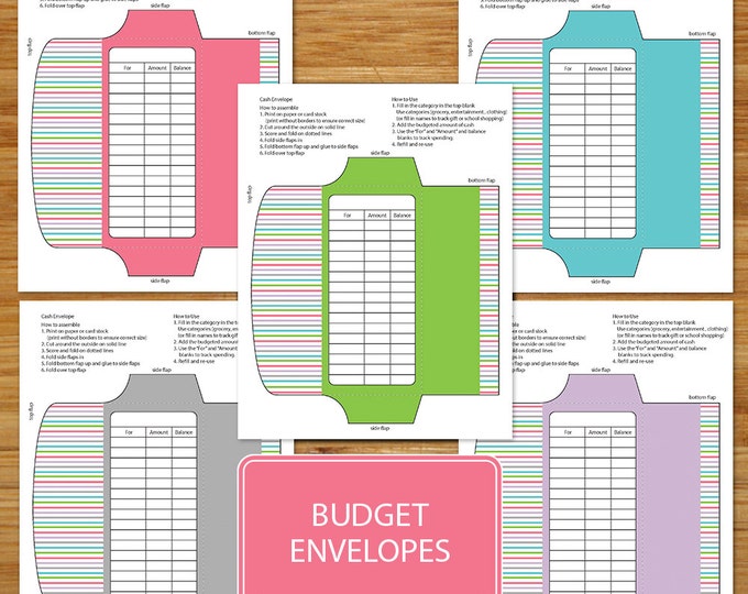 Cash Envelopes Set of 5 Printable Budget Envelopes Budgeting Envelopes ...