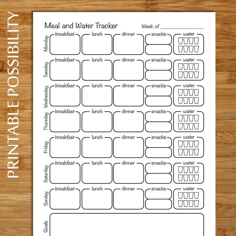 Food Log Weekly Food Tracking Page 8 5 X 11 Track Meals Etsy