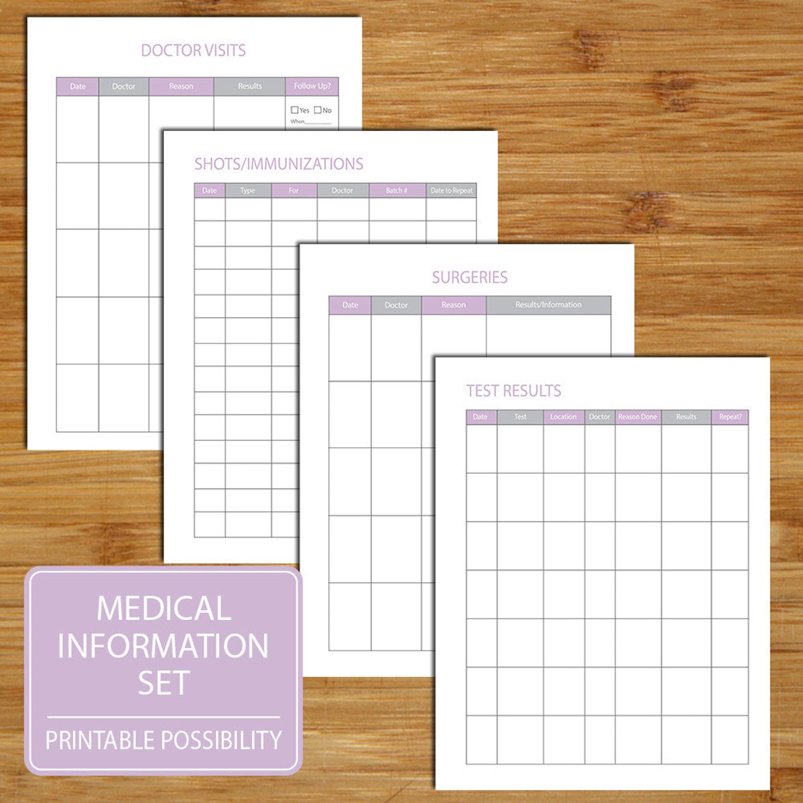 Medical Information Packet Printable | Etsy