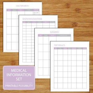 Medical Information Packet Printable - Etsy