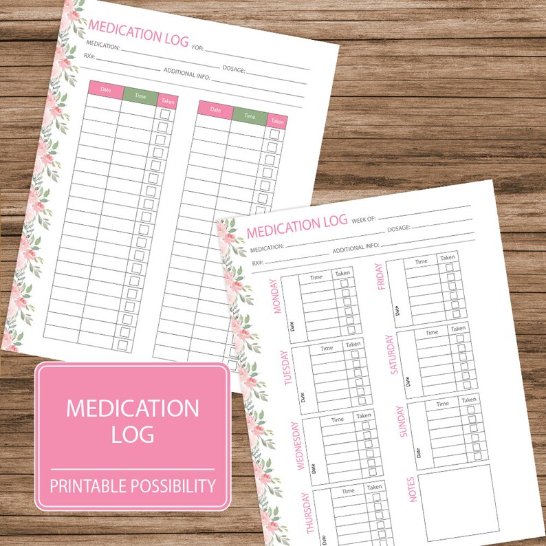 Medication Log Printable Page to Track Medication Dosage Dosage Log ...