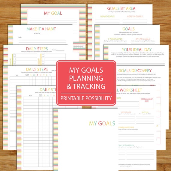 Goal Planning and Tracking Packet Printable 11 Pages | Etsy