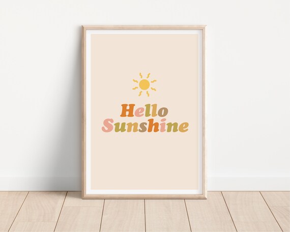Hello Sunshine Poster Boho Retro Wall Art Nursery Decor - Etsy