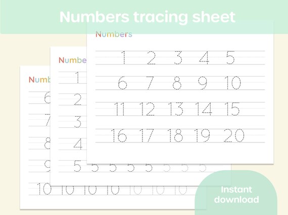 Numbers Tracing Sheet Tracing Paper Learn to Write | Etsy