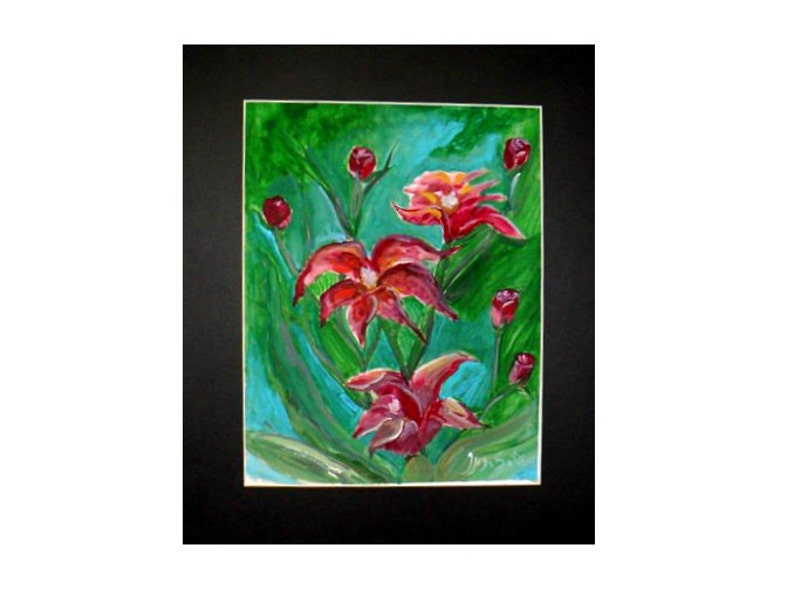 Modern Art Prints Red Lilies Flowers Paintings Watercolor - Etsy