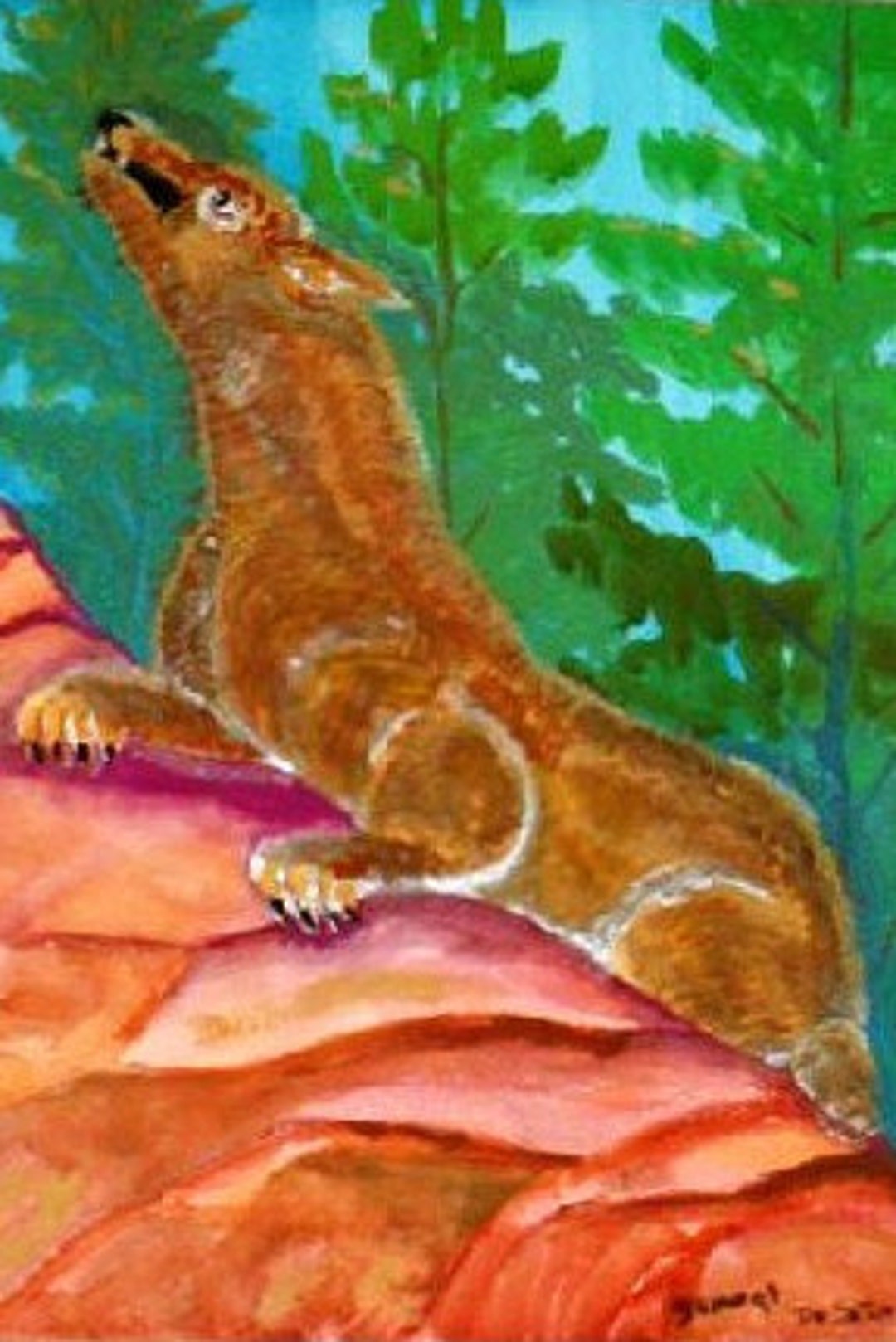 Brown Wolf Painting , Wall Art Prints, Lone Art Work watercolor prints ...