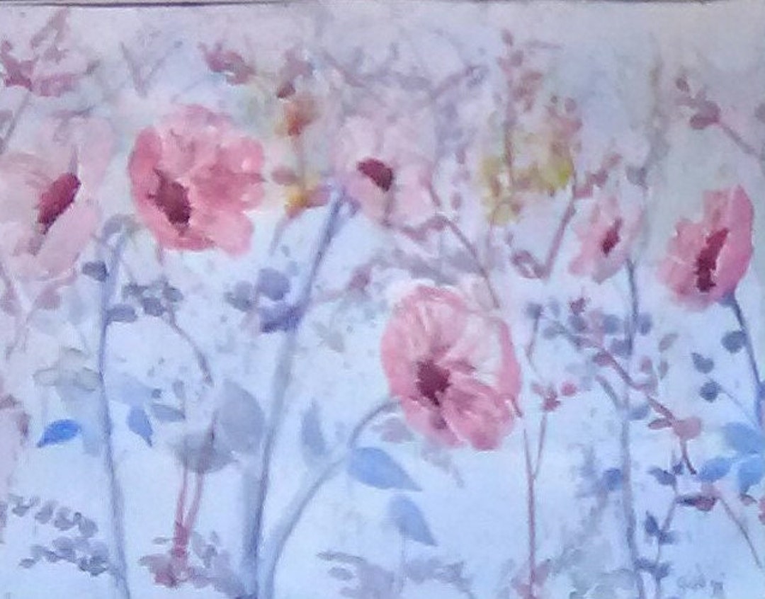 Field of Poppy"" Painting Print, Bedroom Wall Art, Gift for Her ...