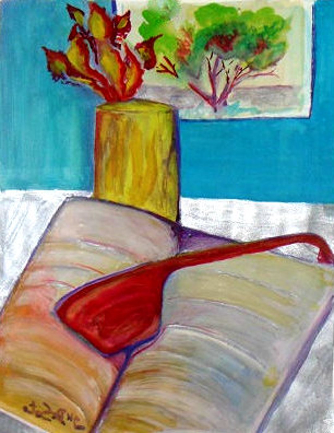 Red smoking pipe, still life, wall prints, art poster, watercolor ...