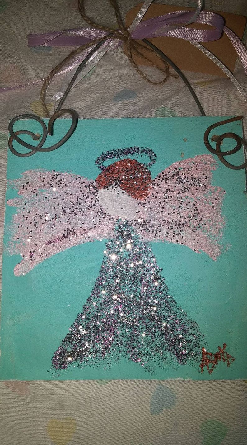 Angel on Pallet Wood Coastal Art Hand Painted Ornament Sign - Etsy