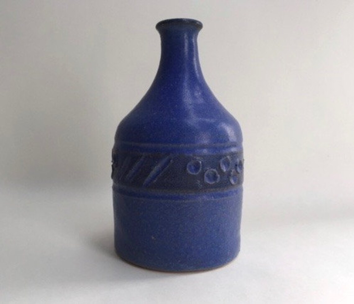 Handmade Studio Pottery Blue Glazed Vase - Etsy