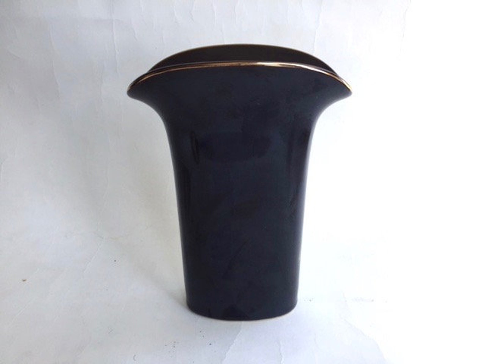 Marvelous Japanese Black Ceramic Vase with Gold Trees | Etsy