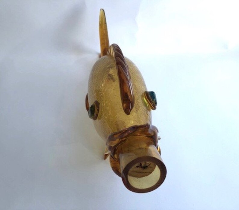 Cool Blown Amber Glass Fish Bottle | Etsy