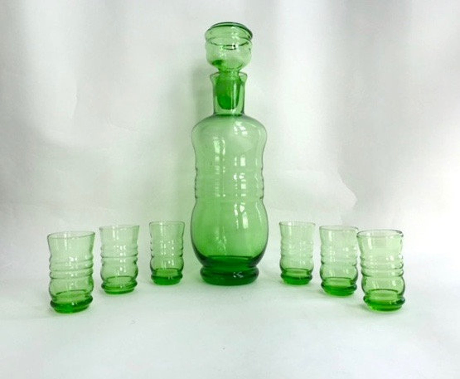 Great Venetian Green Glass Decanter Set - Etsy