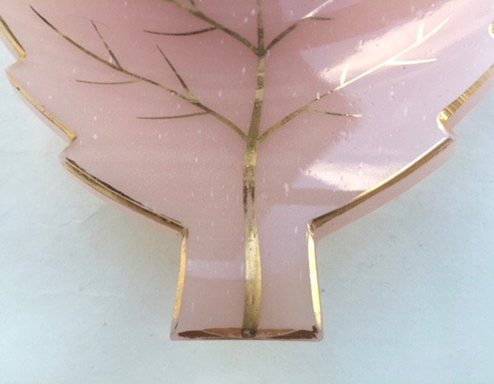 Beautiful Shell Pink Opaline Glass Leaf Dish | Etsy