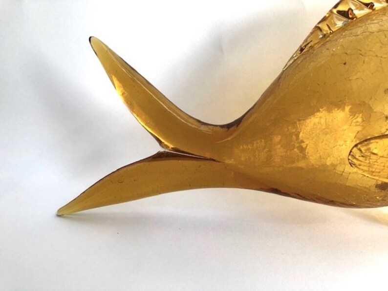 Cool Blown Amber Glass Fish Bottle | Etsy