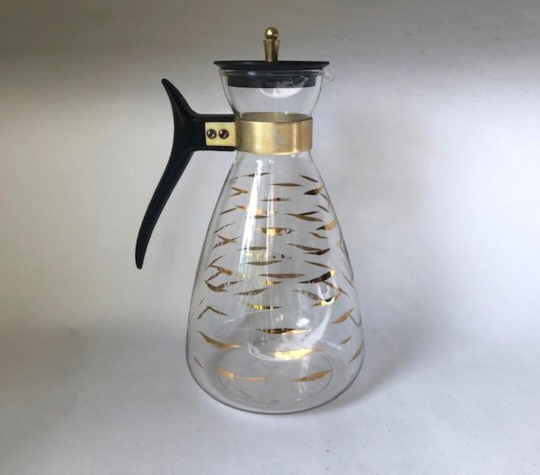 Cool Pyrex Gilt Décoré En Verre Clair Cafetière - Etsy France