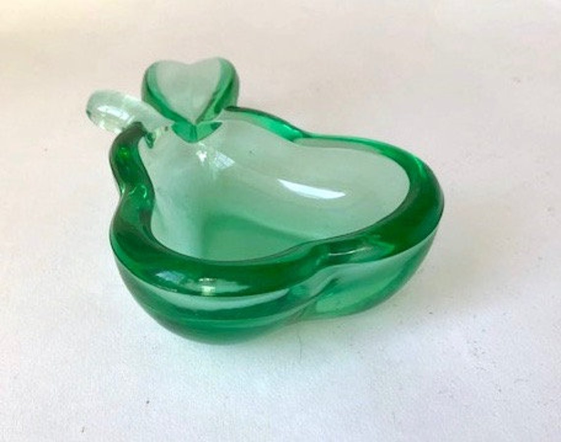 Adorable Pressed Green glass Pear Shaped Bowl | Etsy