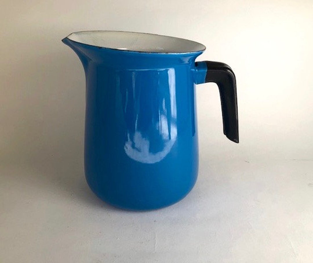 Beautiful Blue Enamel One Quart Pitcher - Etsy