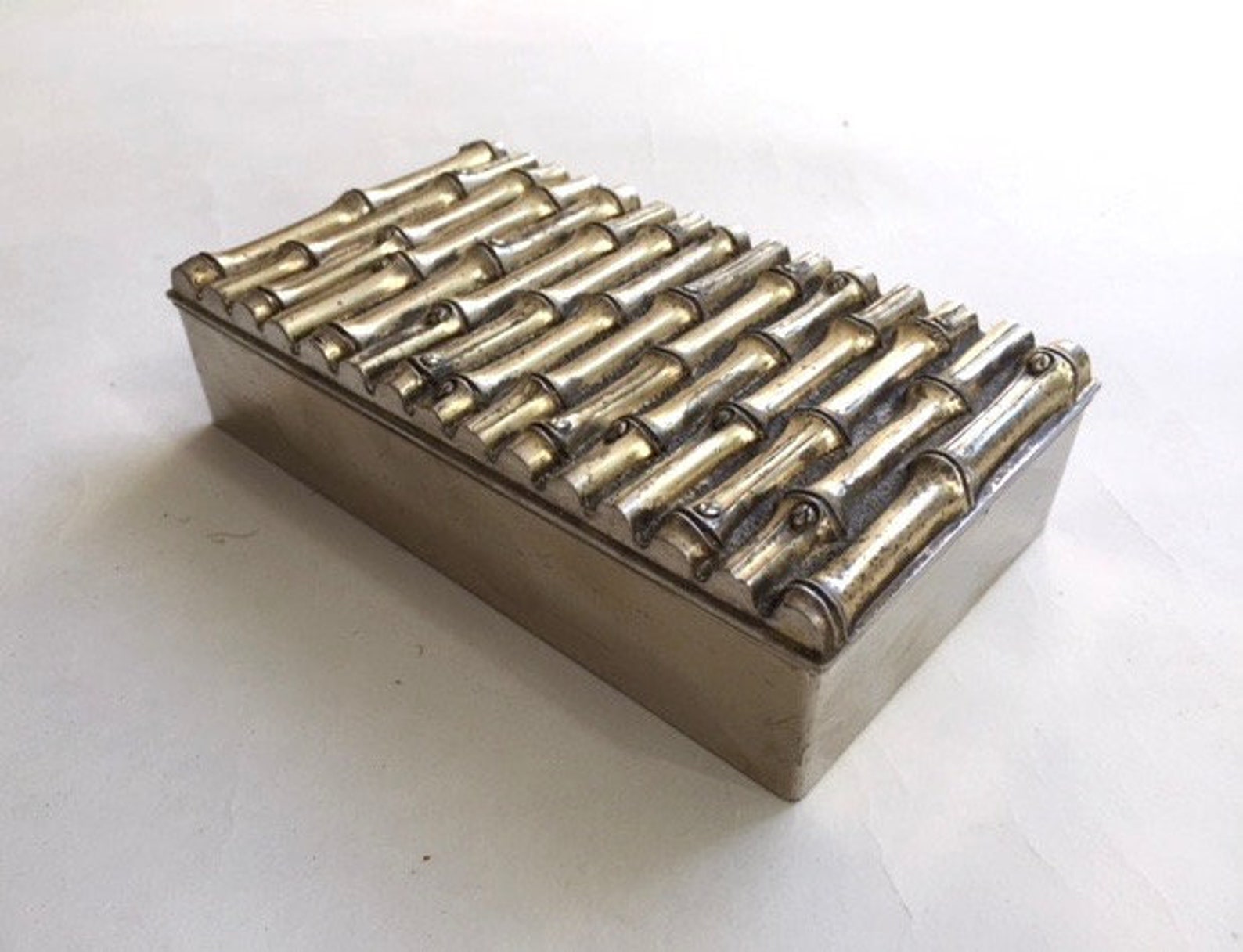 Fantastic Faux Bamboo Silver Plated Cigarette Box - Etsy