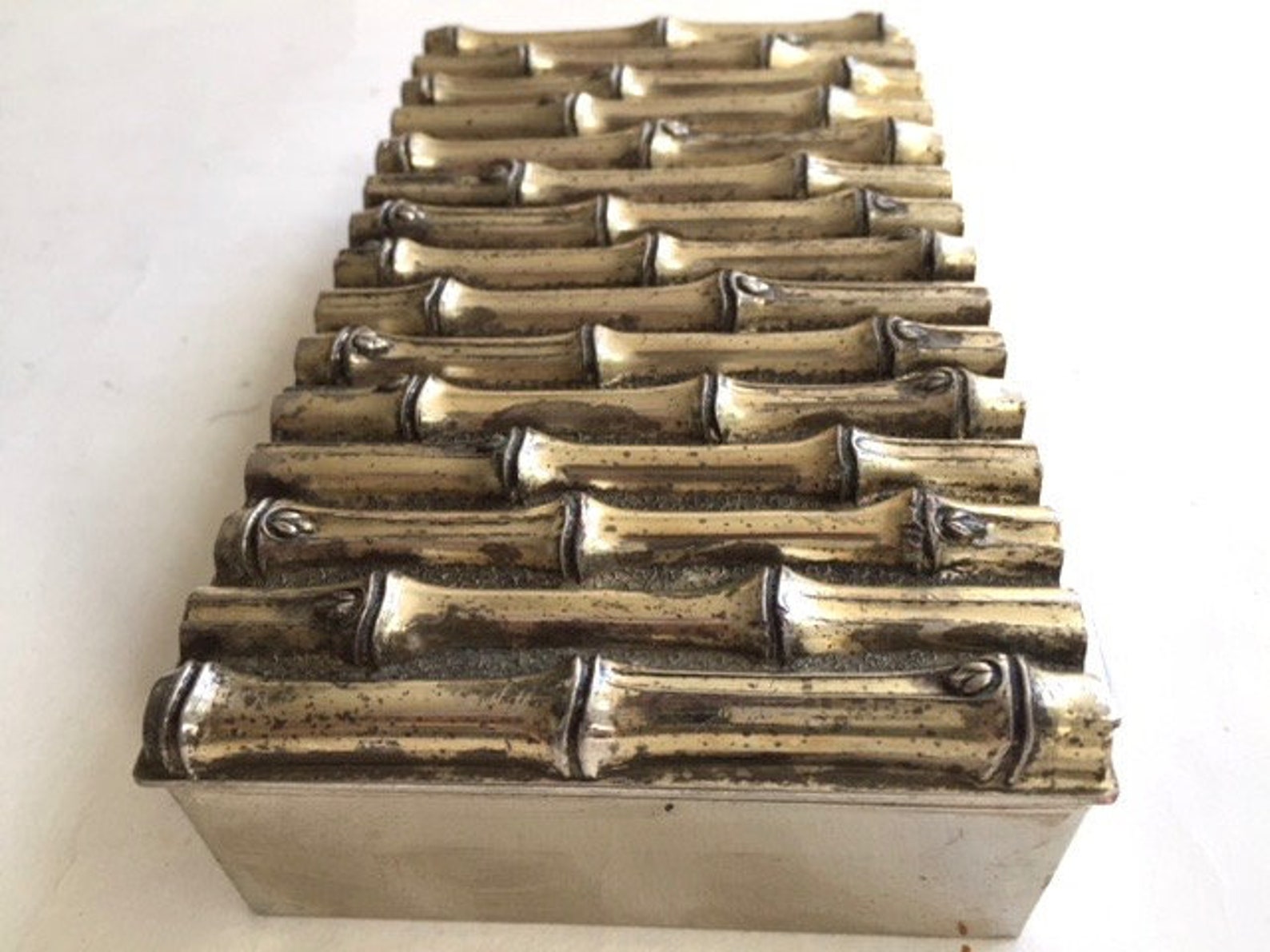Fantastic Faux Bamboo Silver Plated Cigarette Box - Etsy