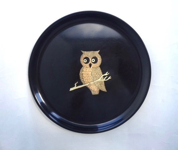 Adorable Couroc Round Serving Tray With an Owl | Etsy