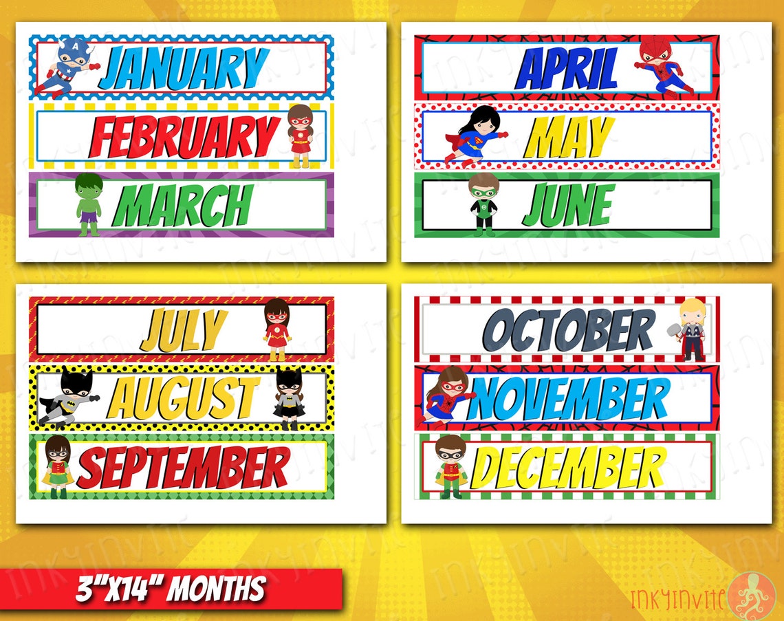 Superhero Classroom Calendar Pre-school Classroom - Etsy