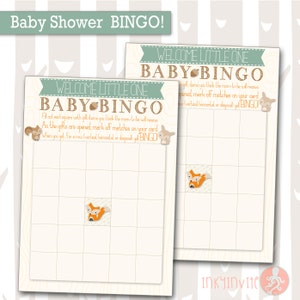 Sweet Woodland Baby Shower BINGO Forest Friends Baby Shower Games ...