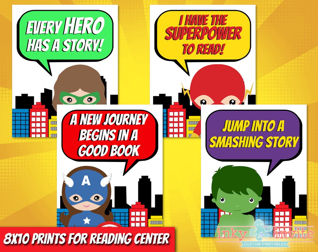 Superhero Classroom Reading Center Posters | Pre-school Classroom ...
