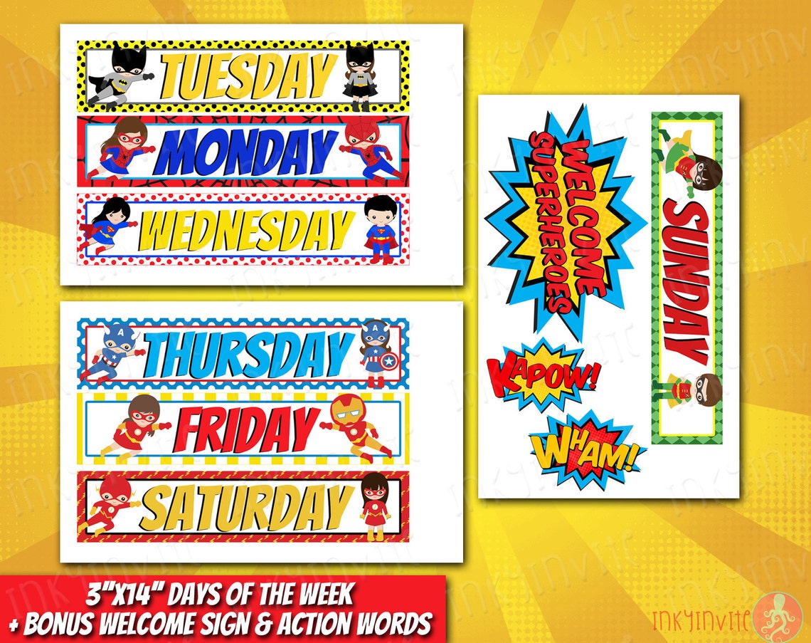 Superhero Classroom Calendar Pre-school Classroom - Etsy