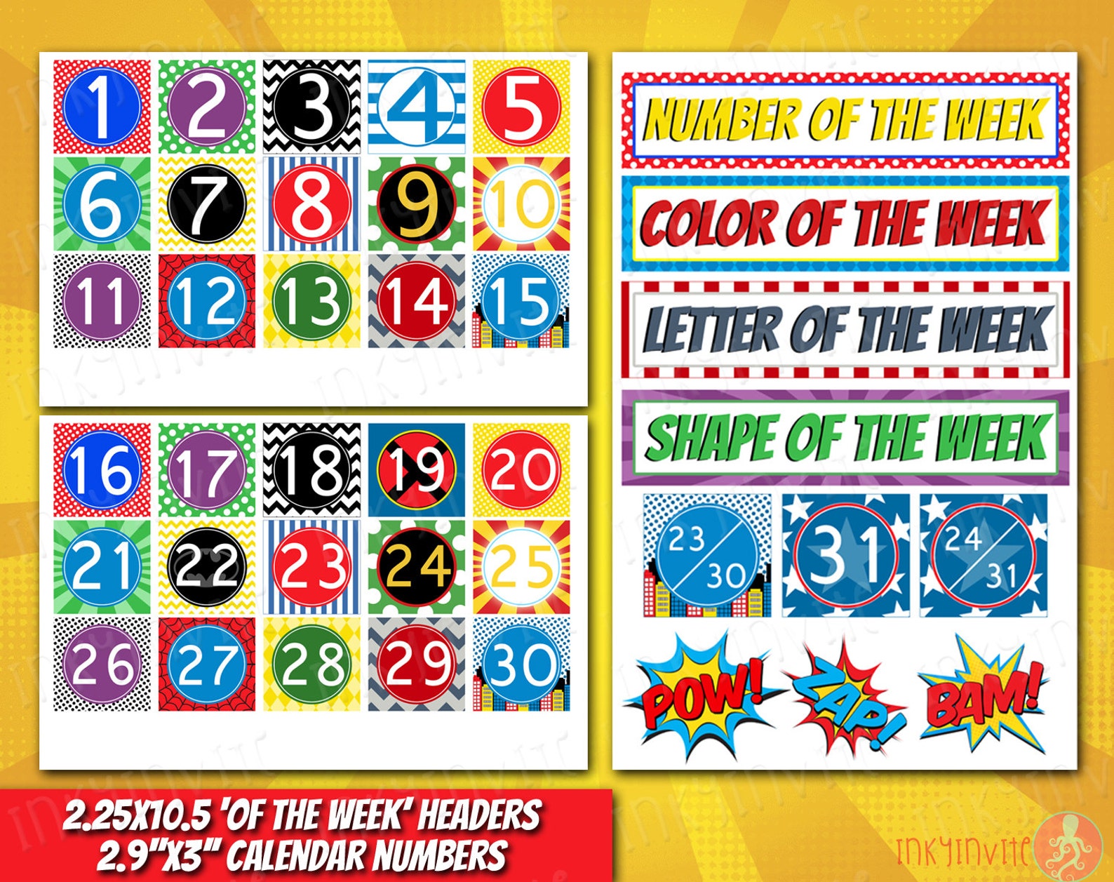 Superhero Classroom Calendar Pre-school Classroom Classroom Decorations ...