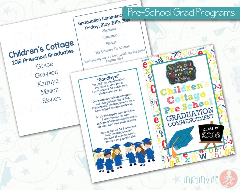 Pre-school Graduation Programs Pre-k Class Graduation - Etsy
