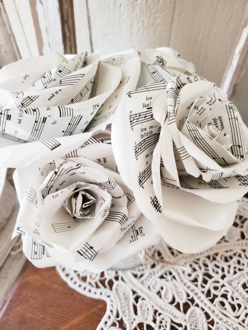 Music Sheet Roses. Paper Flower Gift. Sheet Music Gift Idea. - Etsy