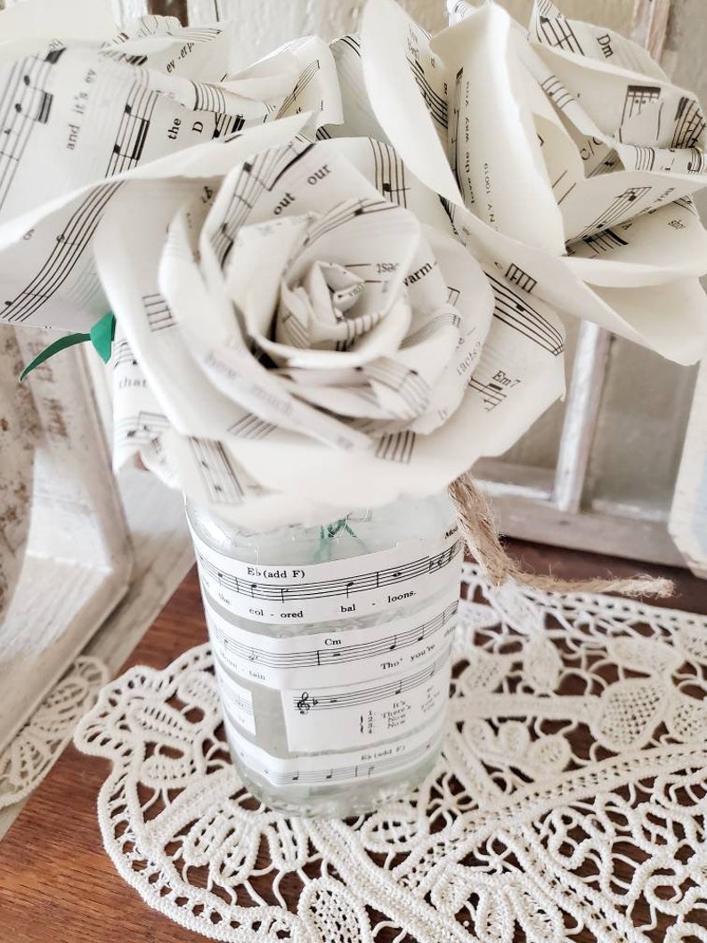 Music Sheet Roses. Paper Flower Gift. Sheet Music Gift Idea. - Etsy