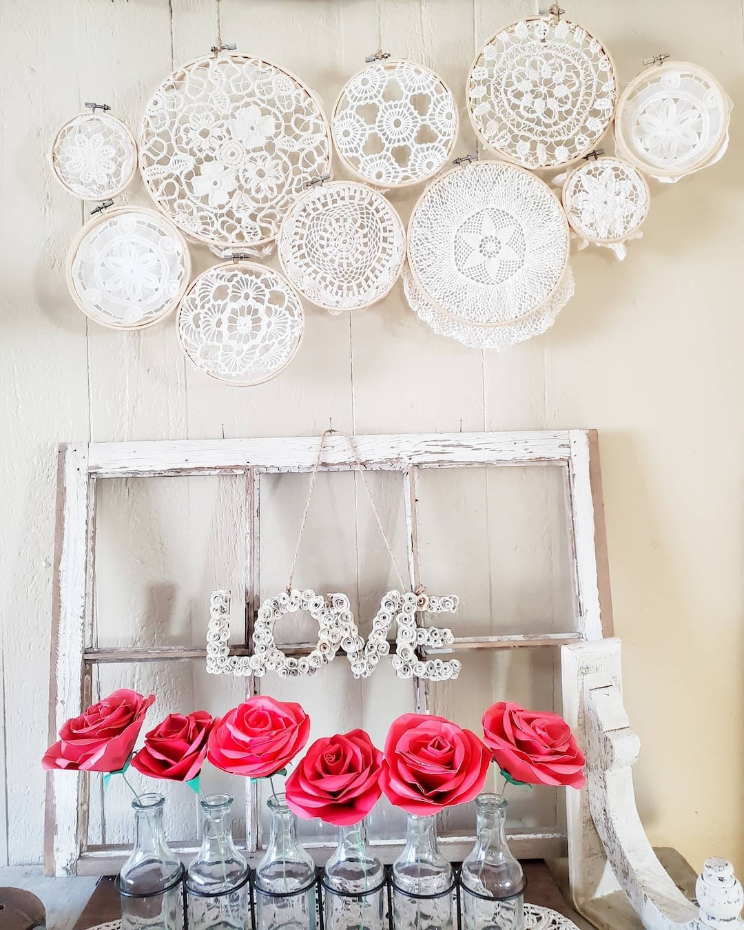 Red Rose Paper Roses Flower. Single Stem Handmade Wedding. Nursery ...