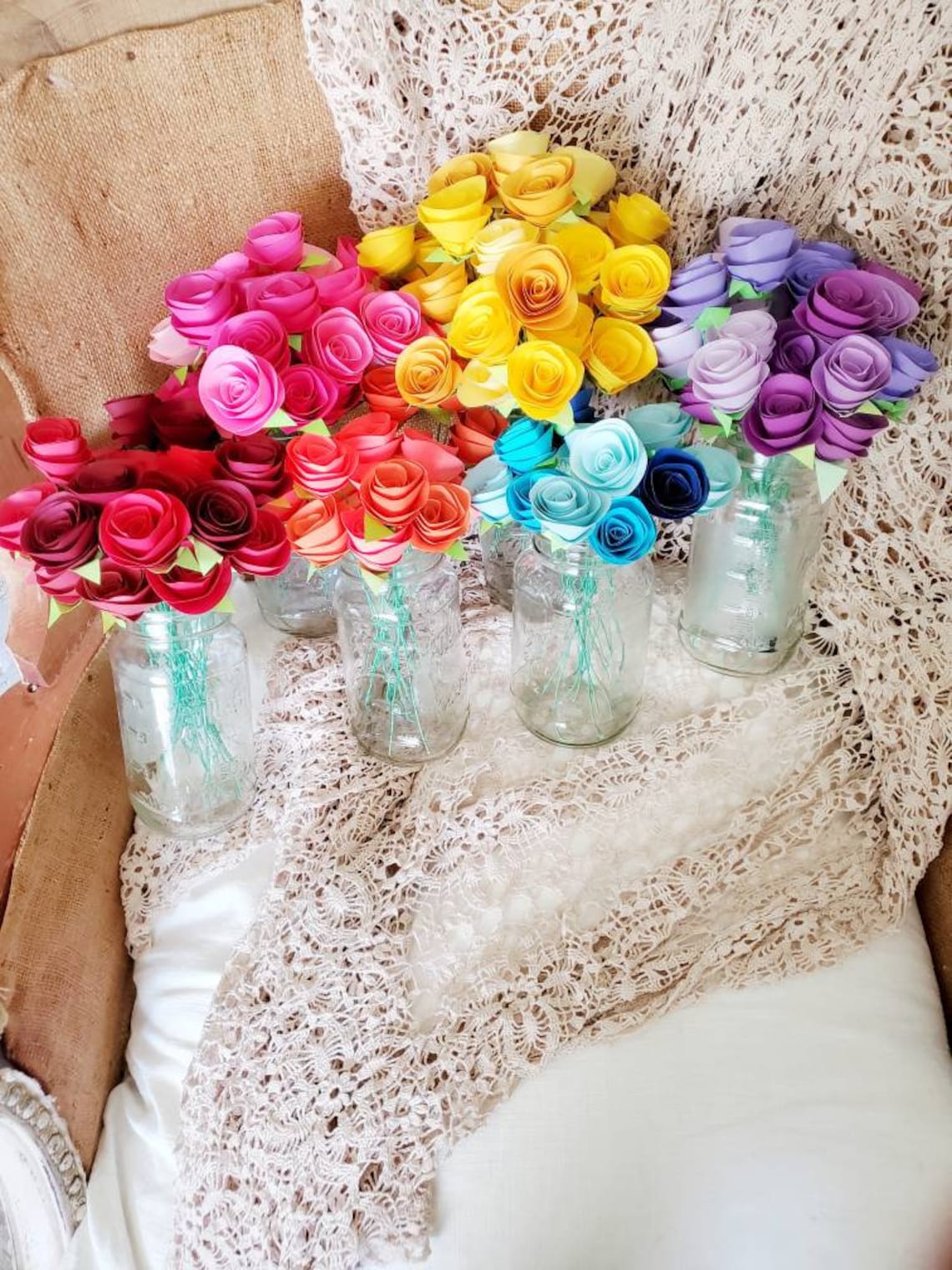 Gift Bouquet Paper Flowers Rainbow Paper Roses Floral - Etsy