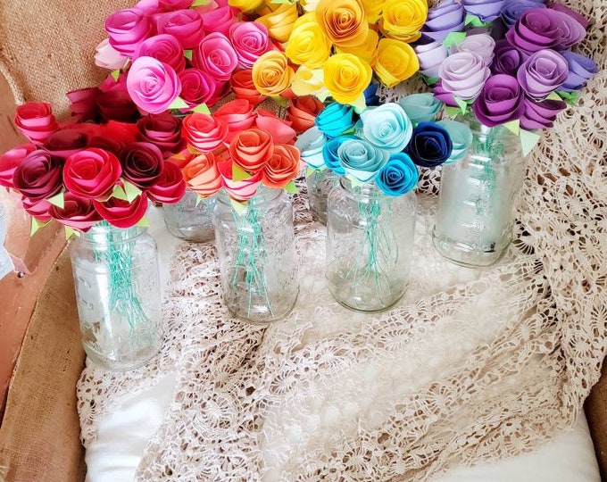 Gift Bouquet Paper Flowers Rainbow Paper Roses Floral - Etsy