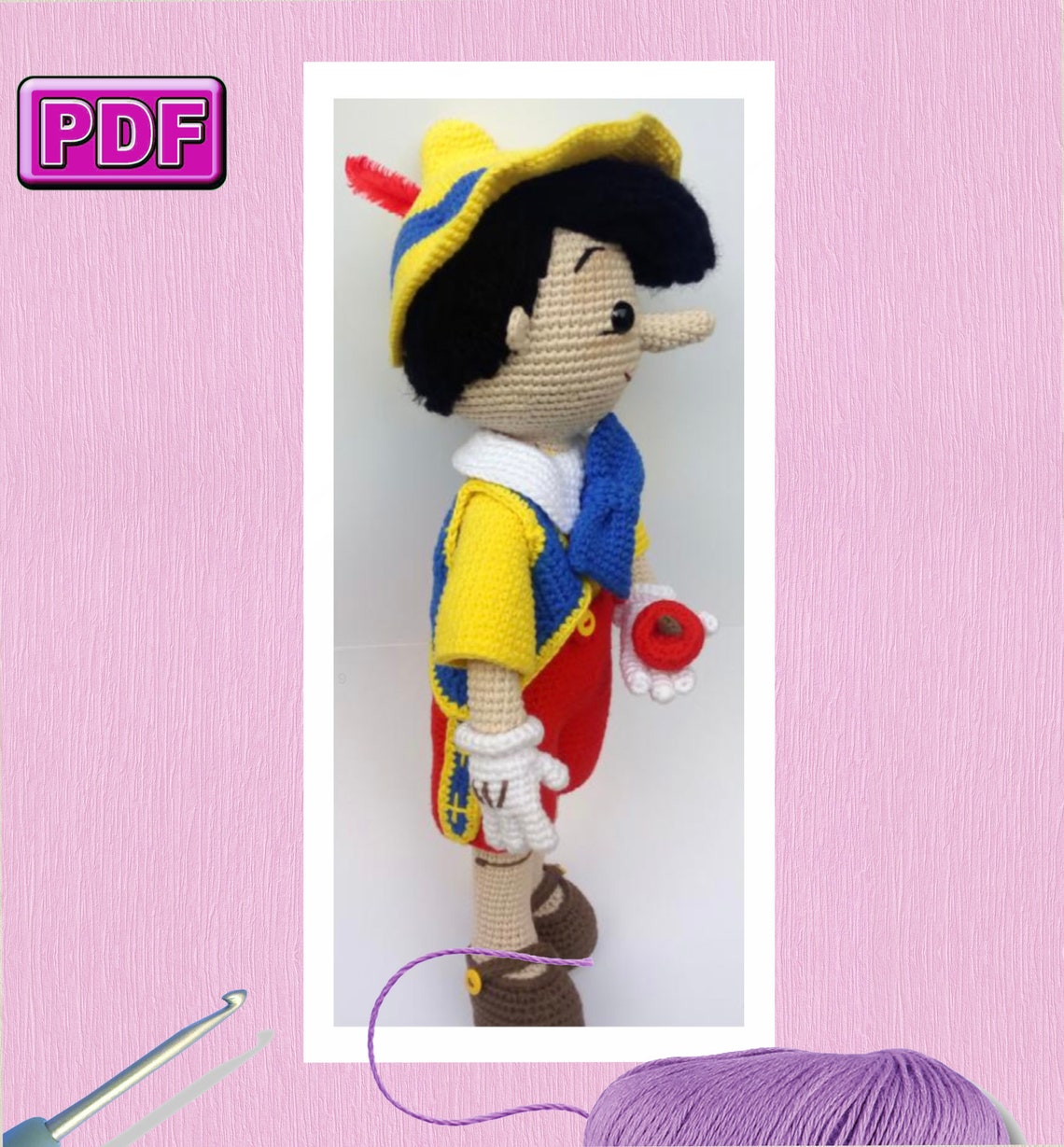 Pinocchio Amigurumi Pattern PDF Instant Download Crochet Pattern PDF ...