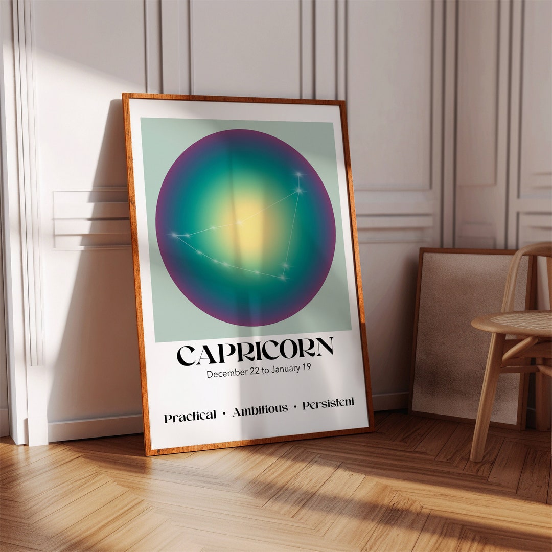 Capricorn Zodiac Poster: Gradient Aura Astrology Art (digital Download ...