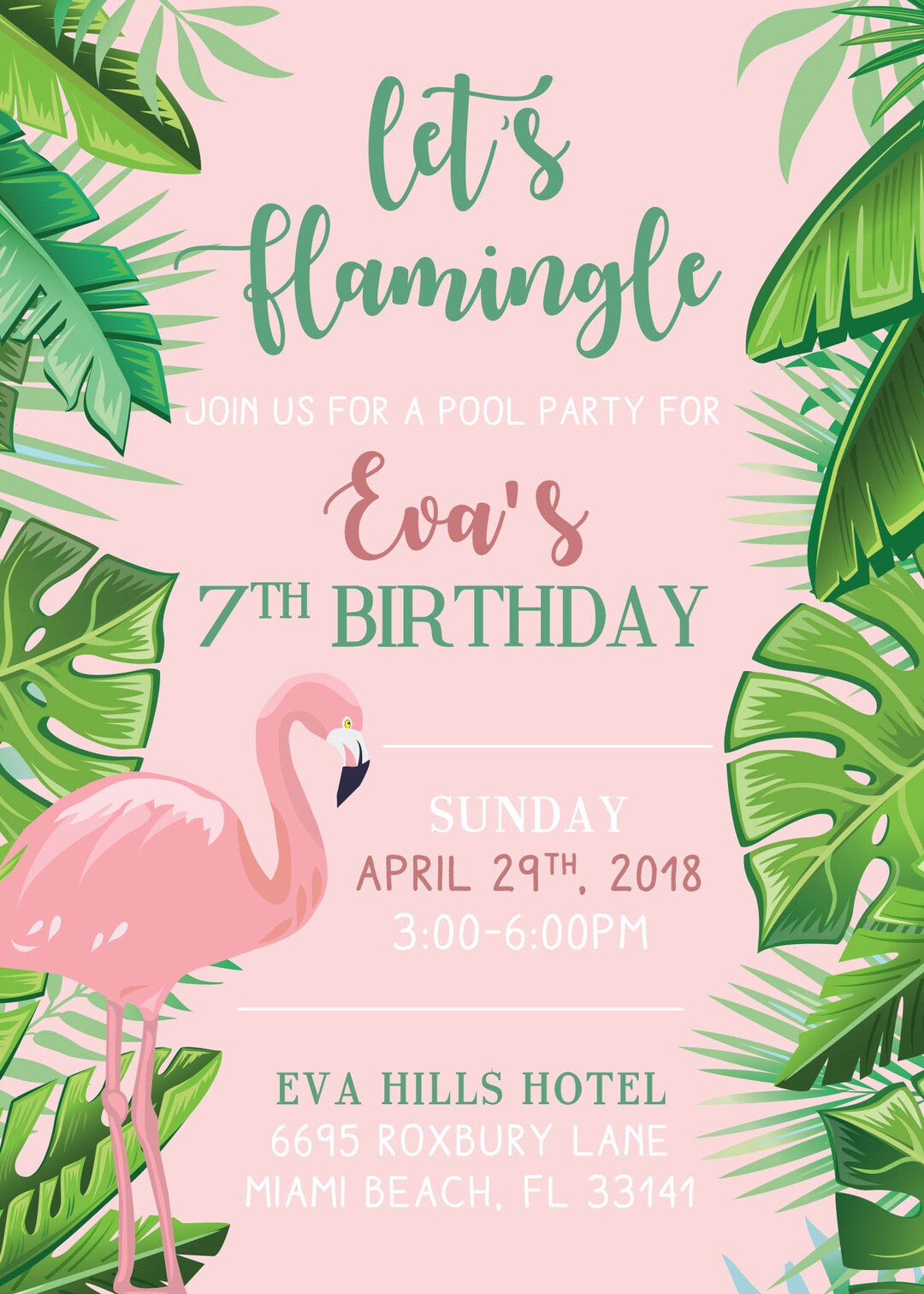 Let Flamingle Birthday Invitation - DIGITAL FILE ONLY - Etsy