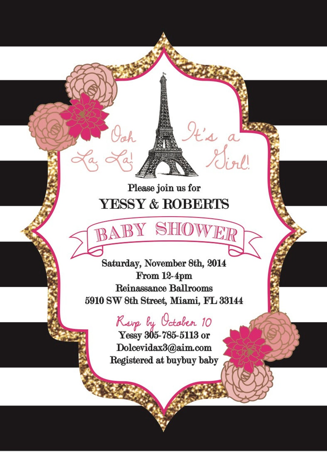 Paris Themed Baby Shower Invitation - Etsy
