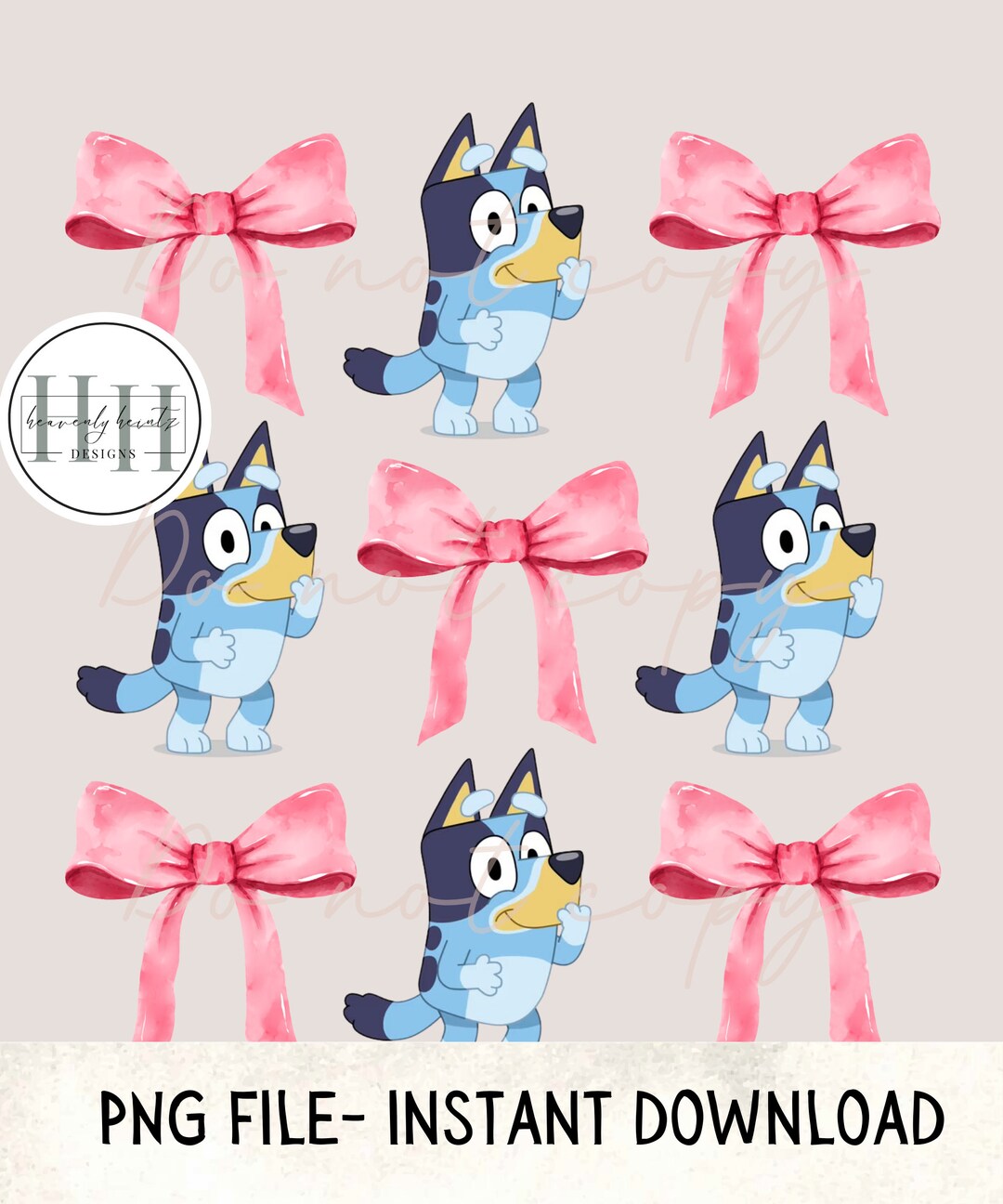 Preppy Bluey Coquette Bow PNG - Etsy UK