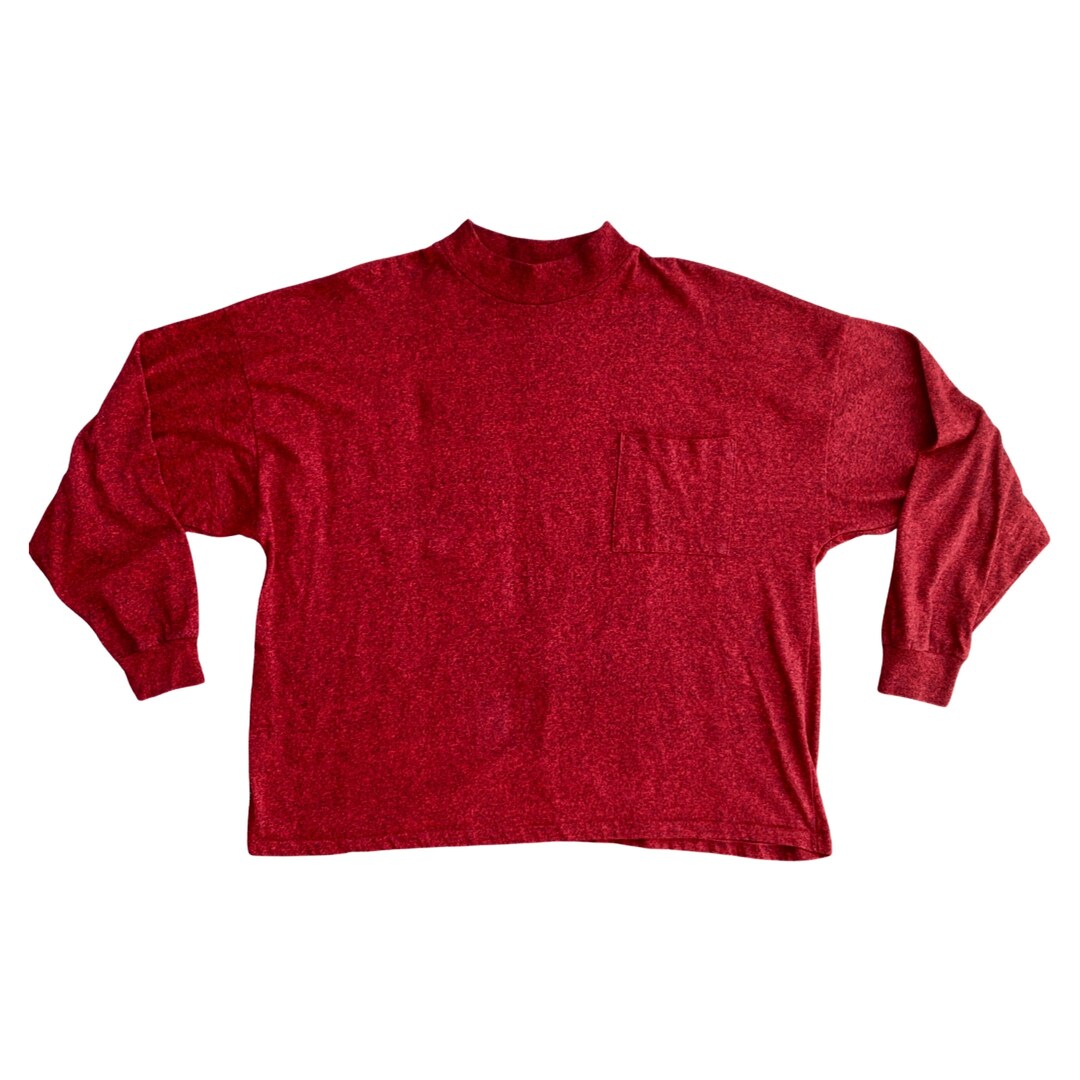 Vintage Boxy Mock Neck Tee - Oversized MEDIUM / LARGE - Long Sleeve ...